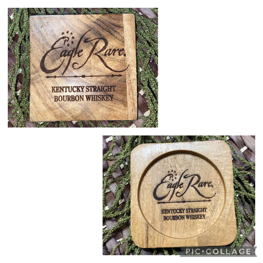 Laser Engraved Acacia Wood Coaster - Eagle Rare – Fire & Fluff Laser ...